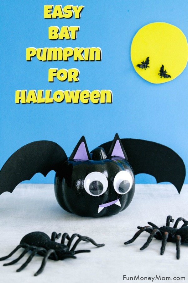 Easy No Carve Bat Pumpkin For Halloween | Fun Money Mom