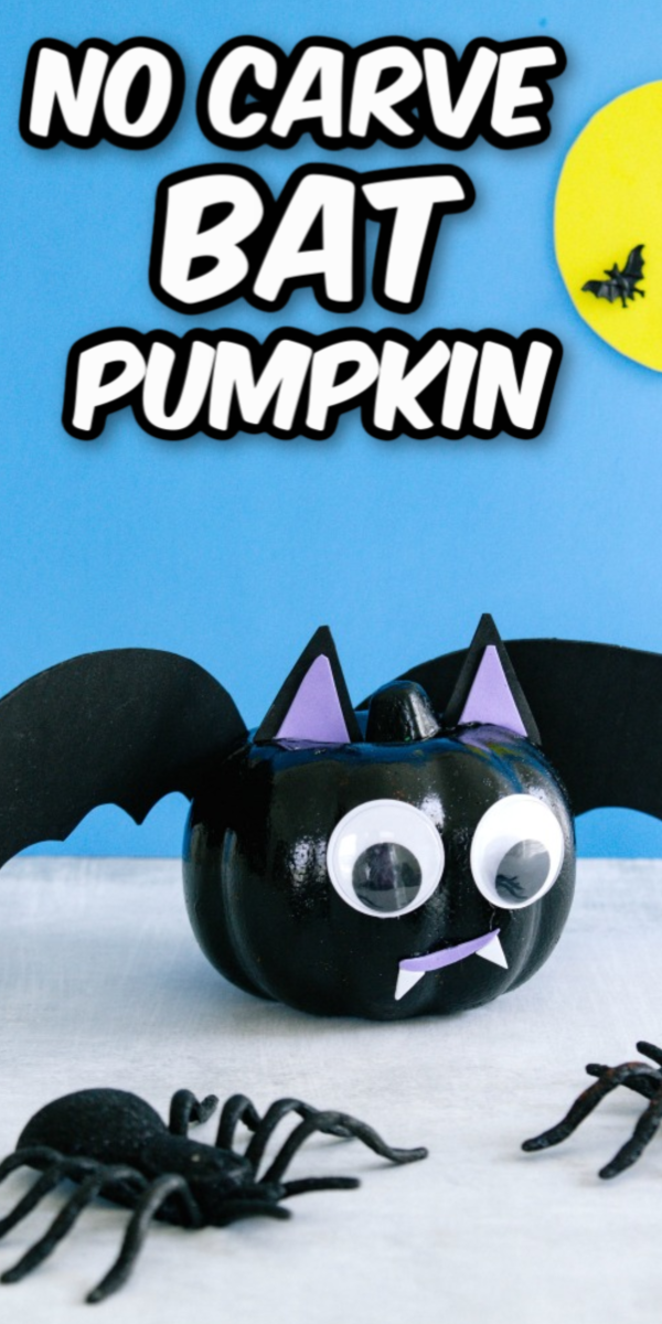 Easy No Carve Bat Pumpkin For Halloween | Fun Money Mom