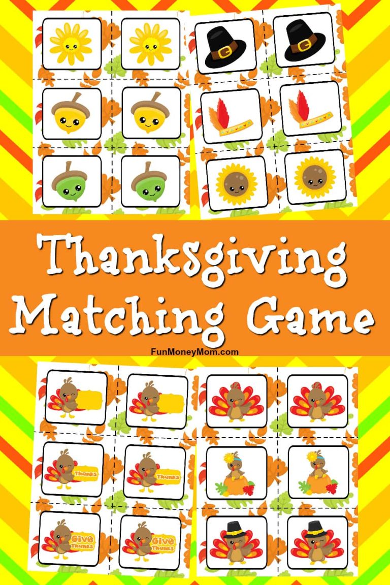 Thanksgiving Matching Game - Fun Money Mom
