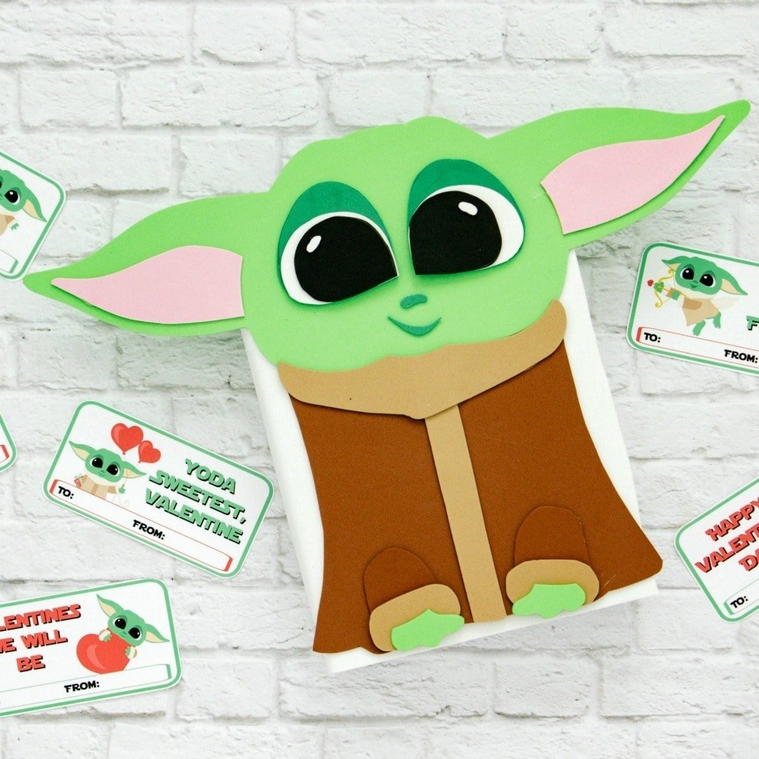 Baby Yoda Valentine Box (with free printable template) | Fun Money Mom