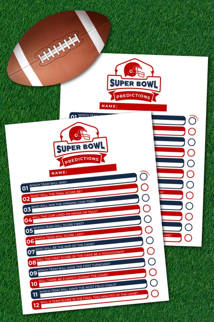 Super Bowl Predictions Game (Free Printable) - Fun Money Mom