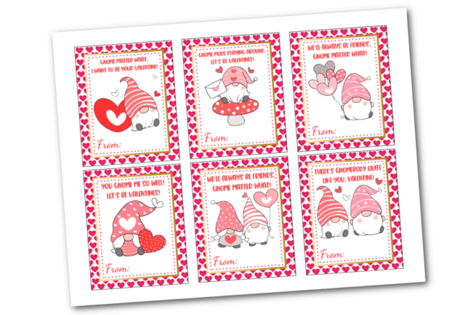 Gnome Valentine Cards (Free Printable) - Fun Money Mom