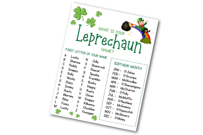 What Is Your Leprechaun Name (Free St. Patrick's Day Printable)