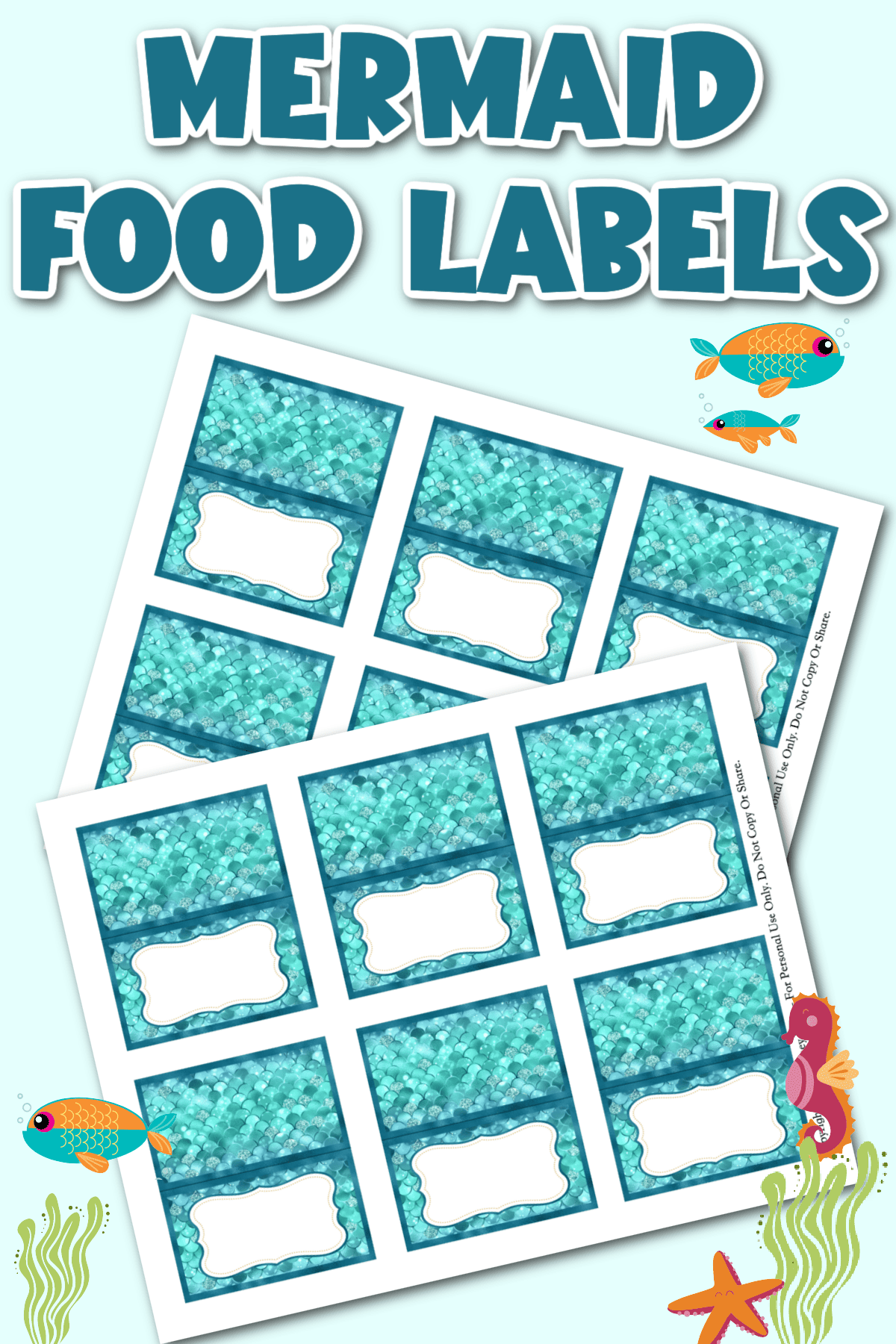Free Printable Mermaid Food Labels - Fun Money Mom
