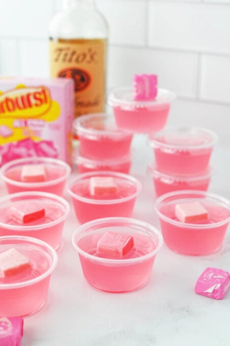 Pink Starburst Jello Shots - Fun Money Mom