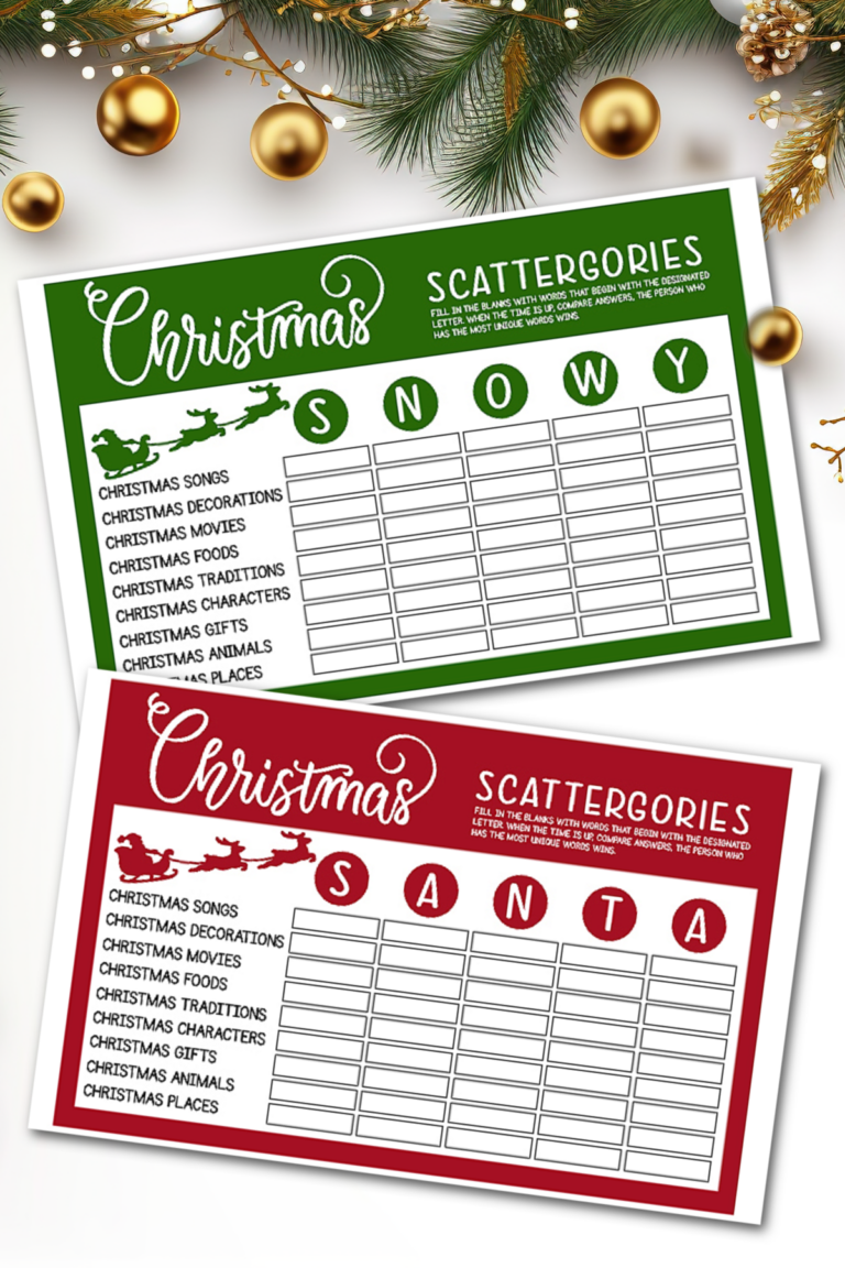 Christmas Scattergories Game (Free Printable) - Fun Money Mom