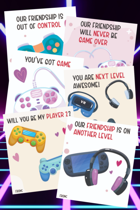 Video Game Valentine Cards - Fun Money Mom