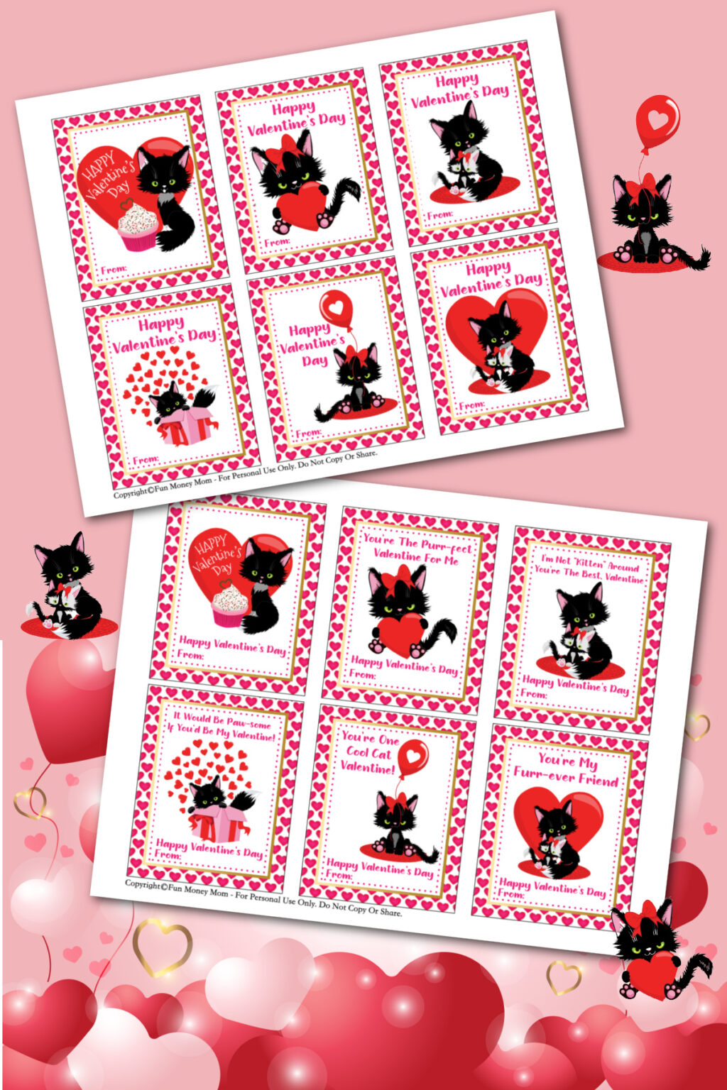 Cat Valentine Cards (Free Printables) - Fun Money Mom