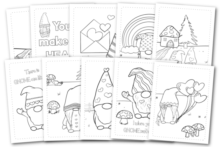 Valentine Gnome Coloring Pages - Fun Money Mom