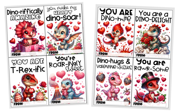 Free Printable Dinosaur Valentines - Fun Money Mom