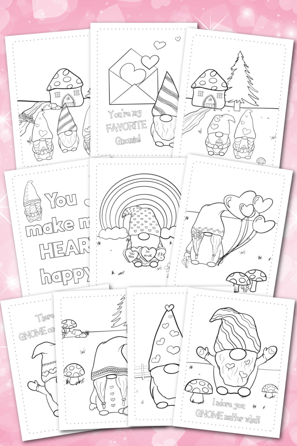 Valentine Gnome Coloring Pages - Fun Money Mom