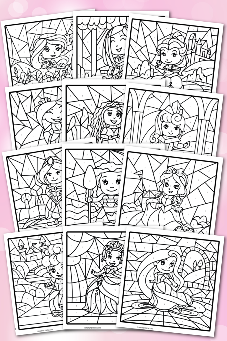 Princess Color By Number Pages - Fun Money Mom