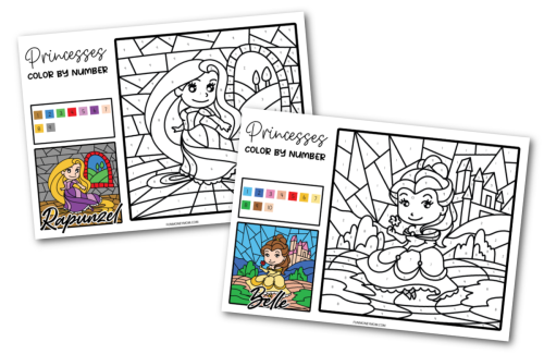 Princess Color By Number Pages - Fun Money Mom