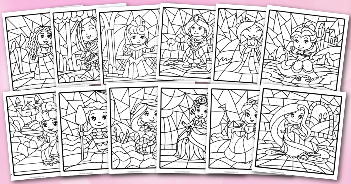Princess Color By Number Pages - Fun Money Mom