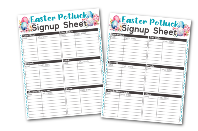 Easter Potluck Signup Sheet - Fun Money Mom
