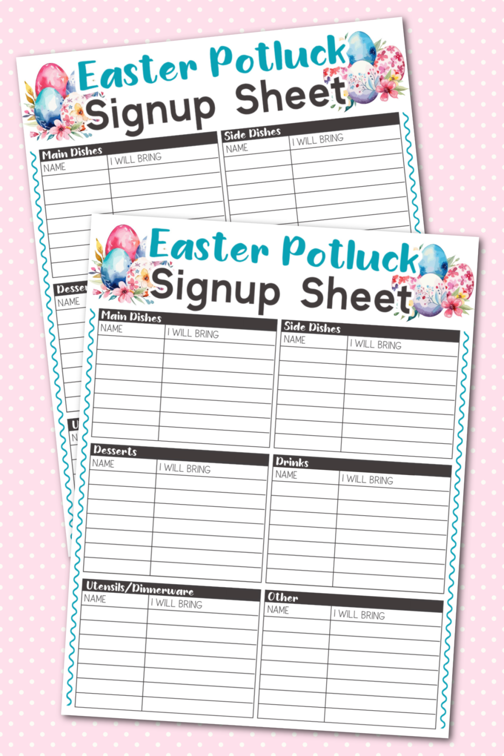 Easter Potluck Signup Sheet - Fun Money Mom