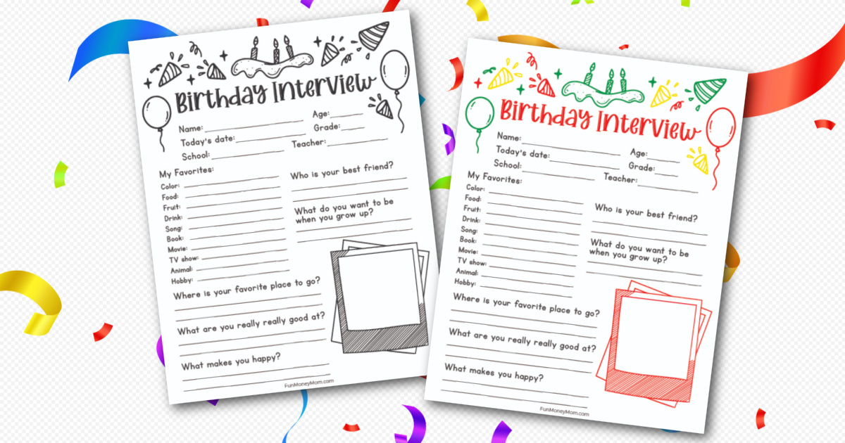 Birthday Questionnaire (Free Printable) - Fun Money Mom