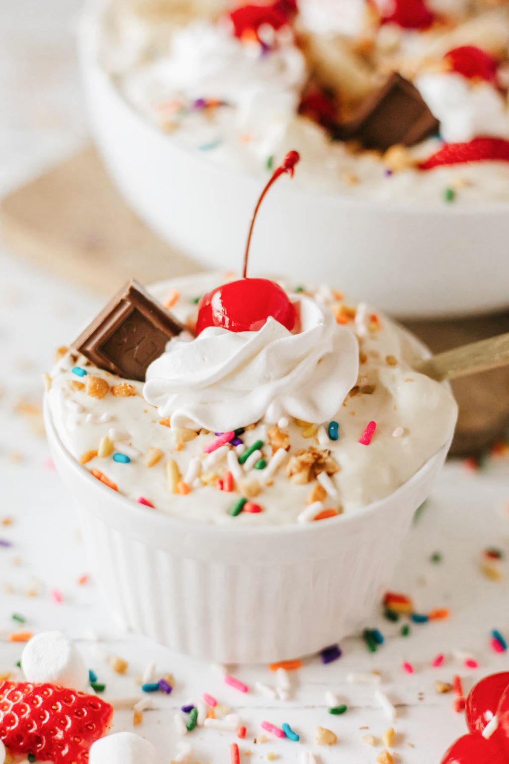 Banana Split Fluff Salad - Fun Money Mom