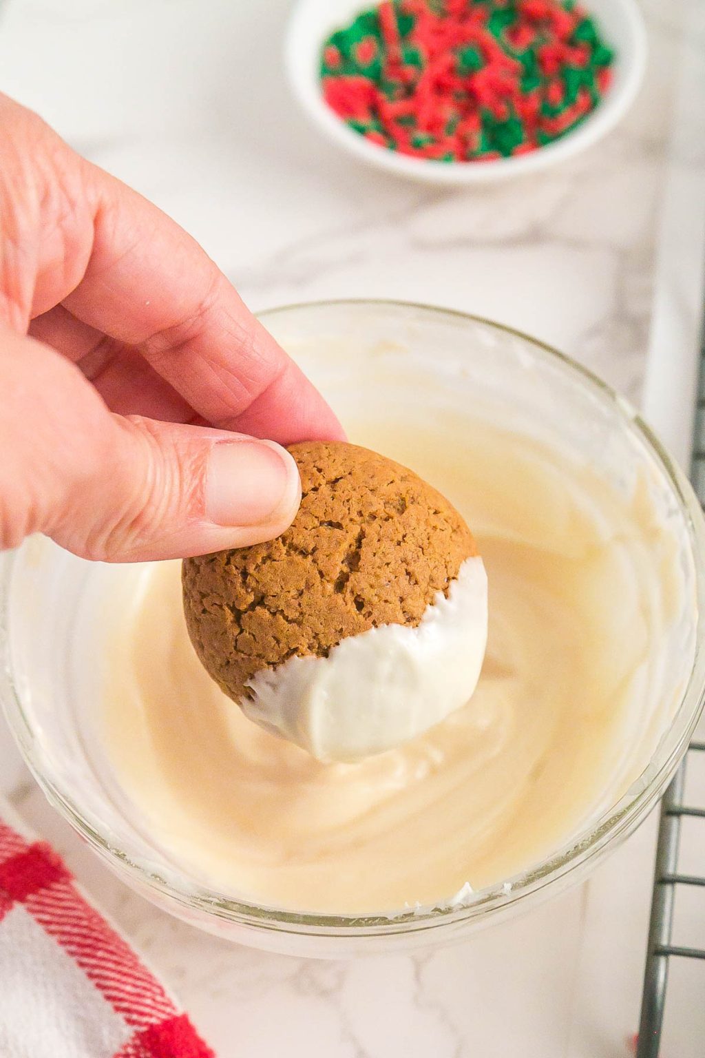 White Chocolate Dipped Gingerbread Cookies - Fun Money Mom