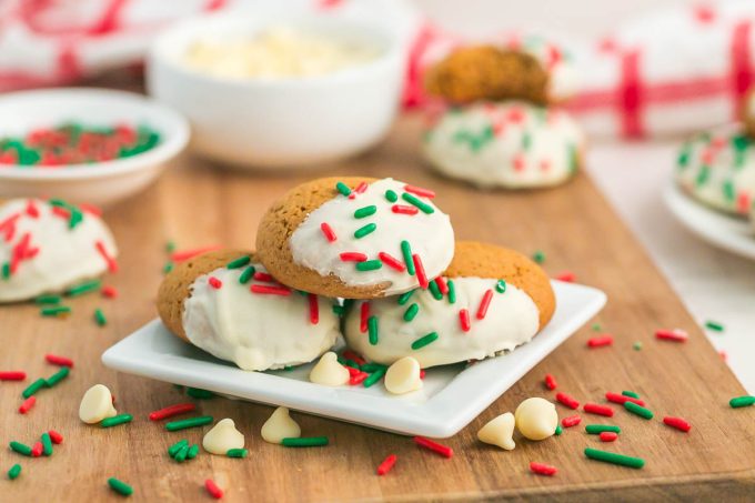 White Chocolate Dipped Gingerbread Cookies - Fun Money Mom