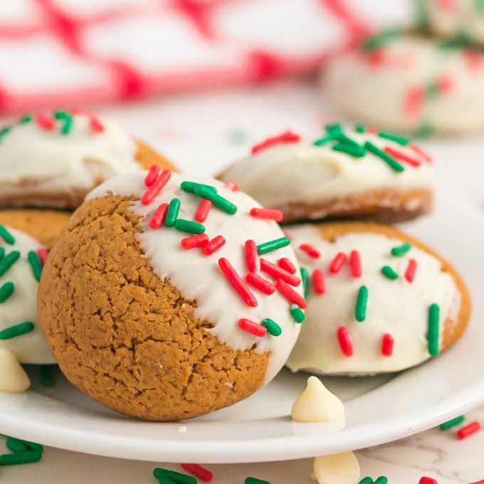 White Chocolate Dipped Gingerbread Cookies - Fun Money Mom