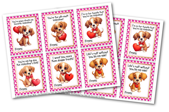 Dog Valentine Cards - Fun Money Mom