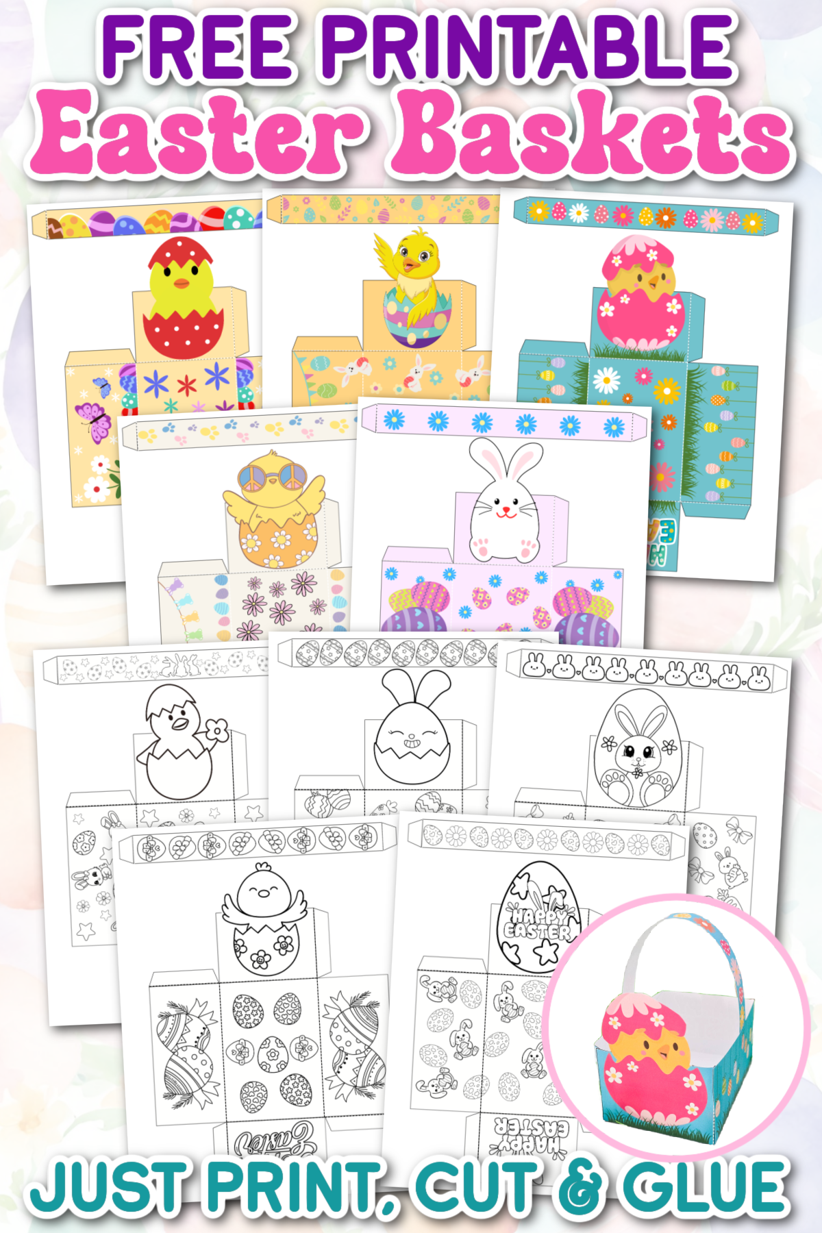 Printable Easter Basket Template (10 Adorable Designs)