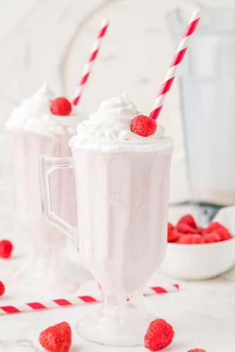 Easy Raspberry Milkshake - Fun Money Mom