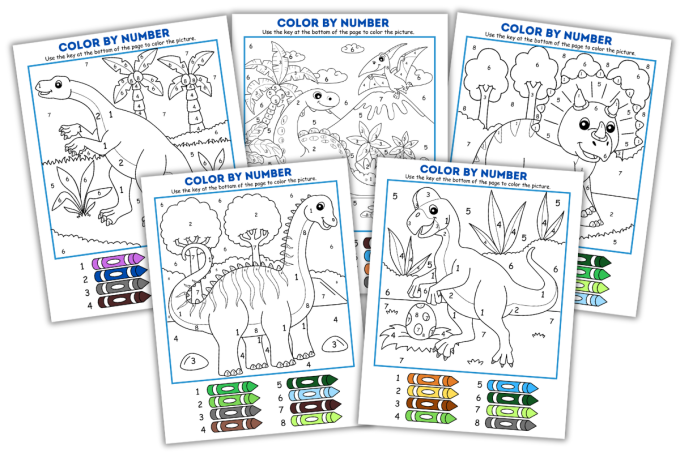 Dinosaur Color By Number - Fun Money Mom
