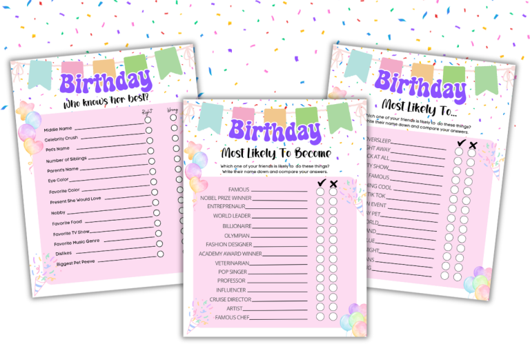 Birthday Games For Teens (Free Printables) - Fun Money Mom