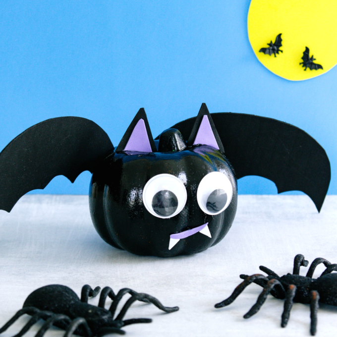 Easy No Carve Bat Pumpkin For Halloween | Fun Money Mom