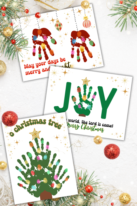 Easy Christmas Handprint Art for Kids (Free Printables)