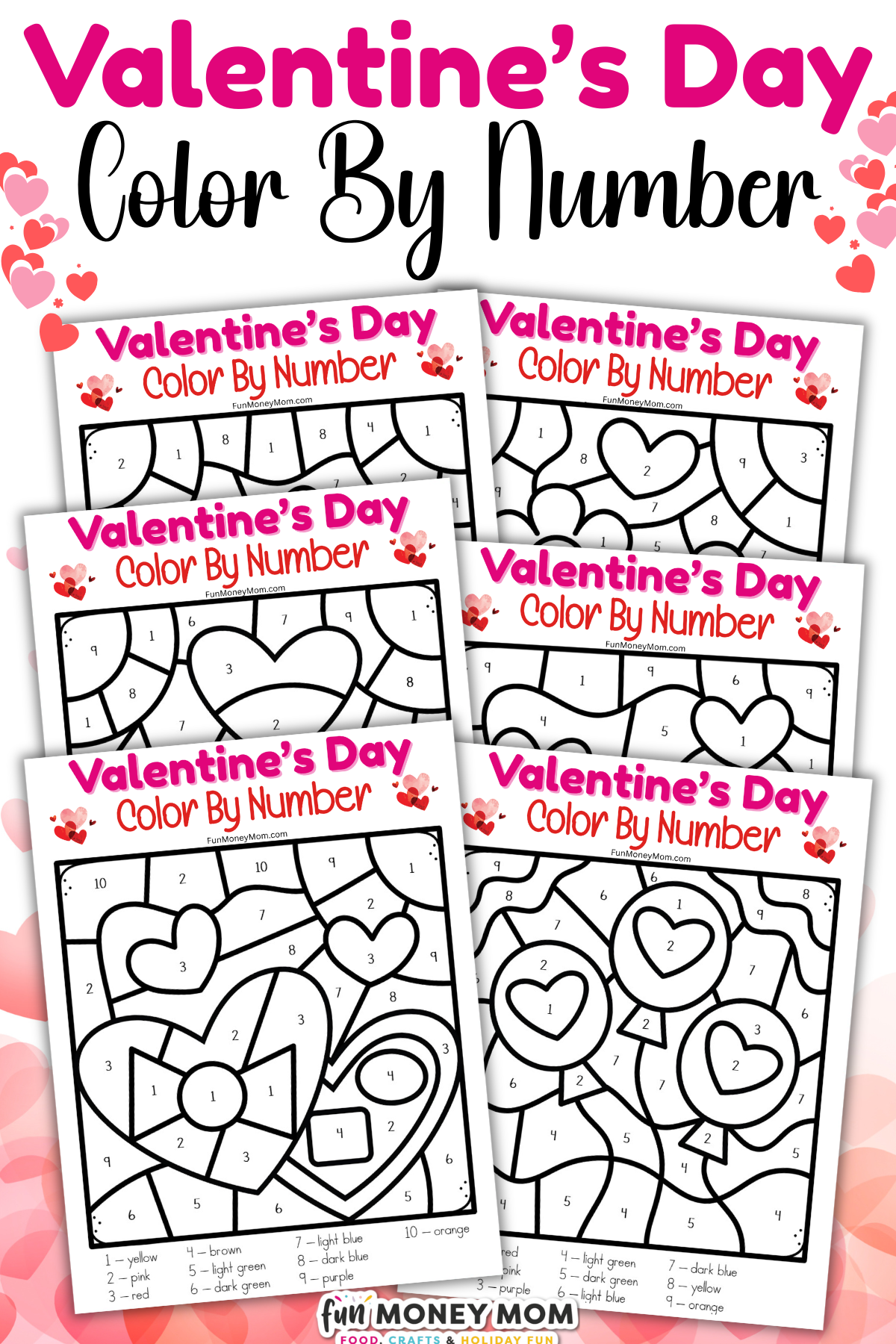 Valentine's Day Color By Numbers - Fun Money Mom