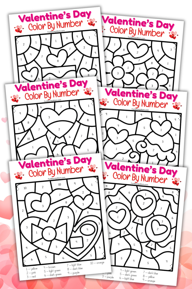 Valentine's Day Color By Numbers - Fun Money Mom