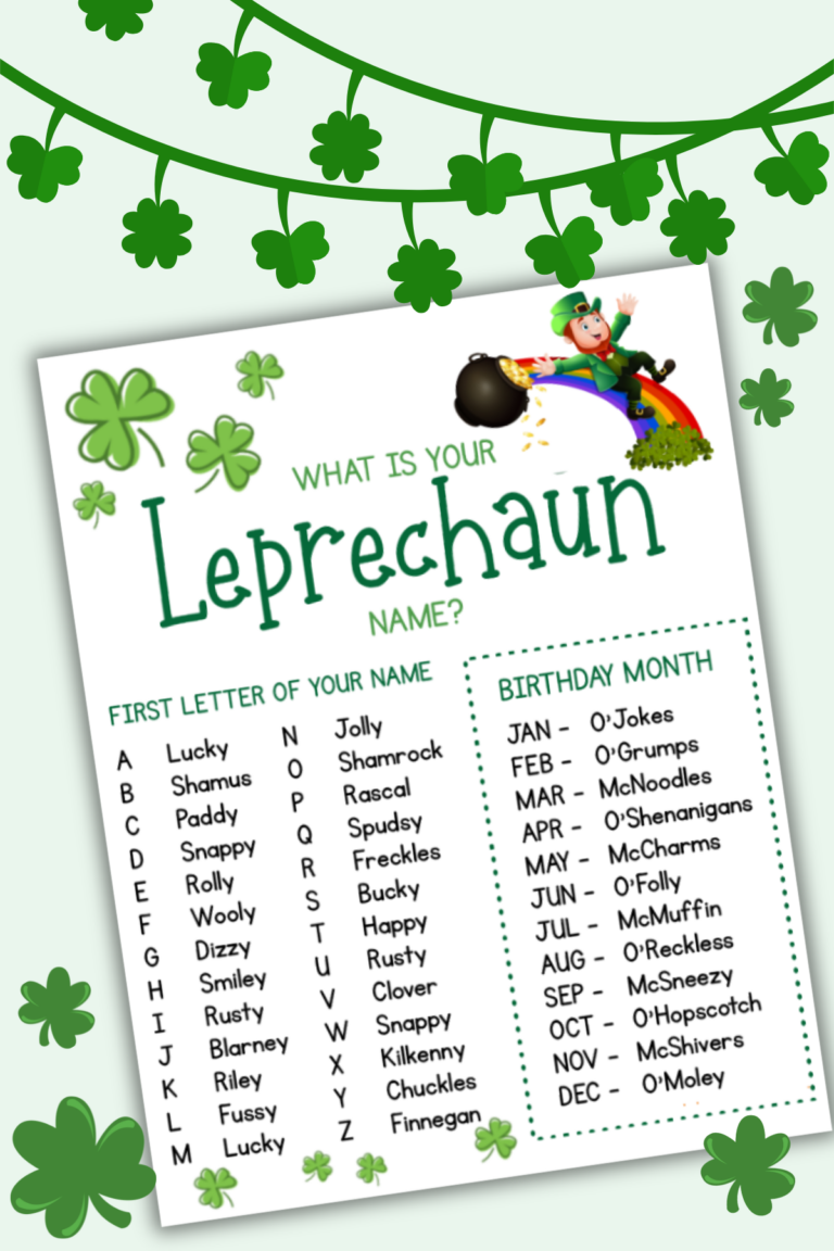 What Is Your Leprechaun Name (Free St. Patrick's Day Printable)